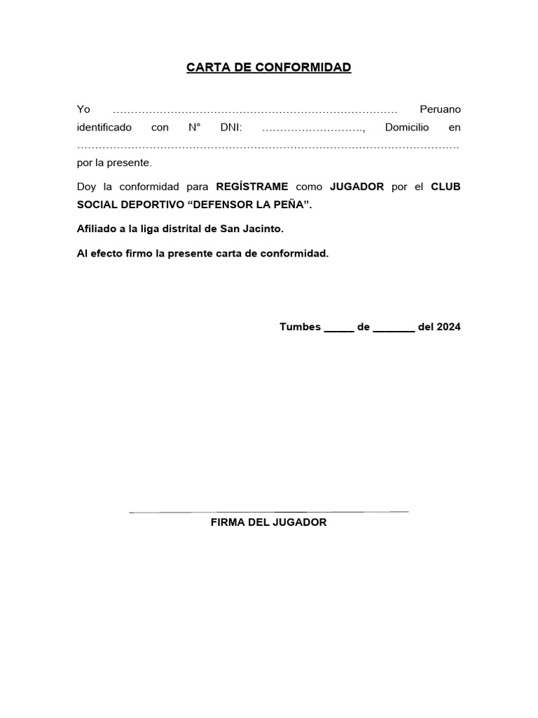 Carta de Conformidad | PDF