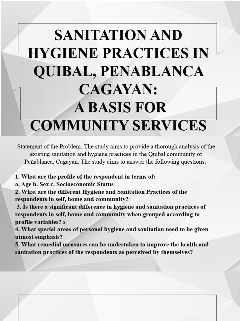 Hygiene Practices In Quibal Cagayan Pdf Statistics Hygiene