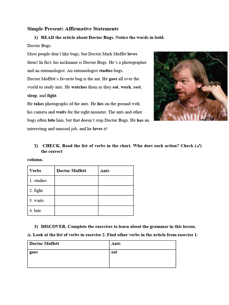 Simple Present Passage | PDF | Grammar | Linguistics