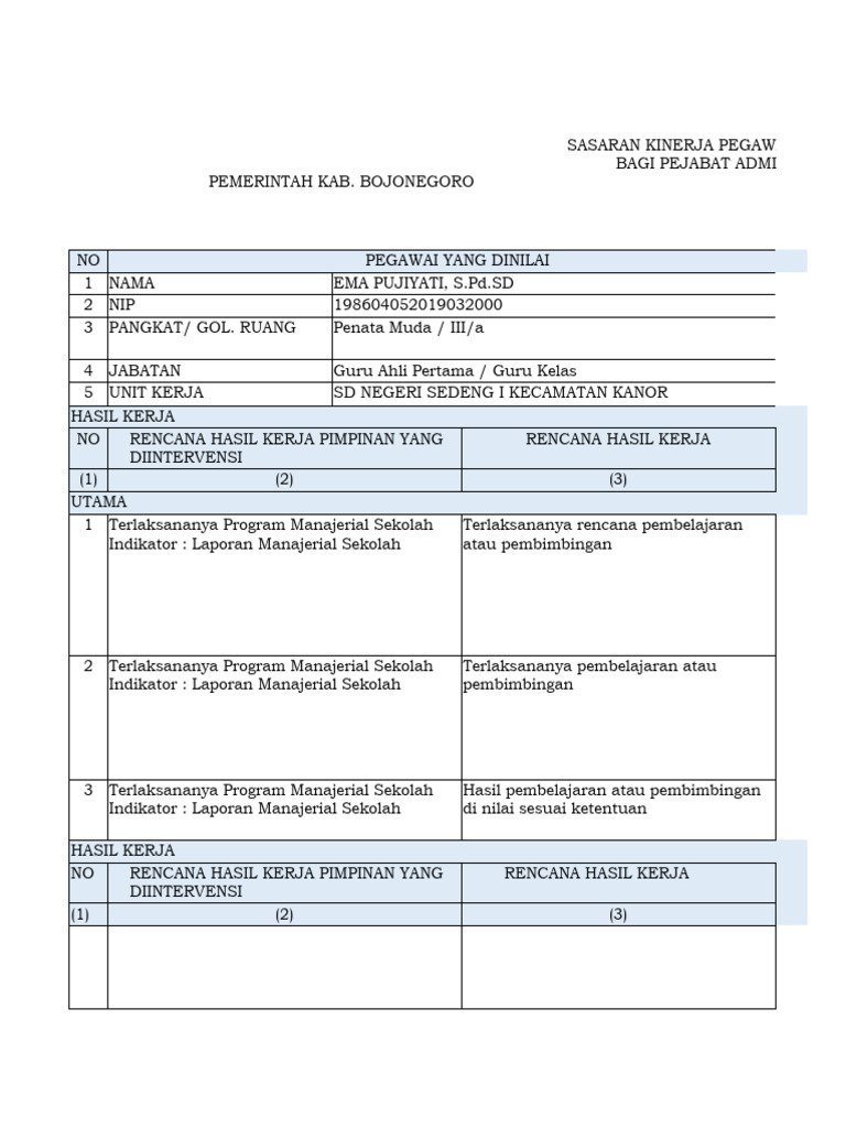 RHK SKP 2024 Matriks | PDF | Pengembangan Diri