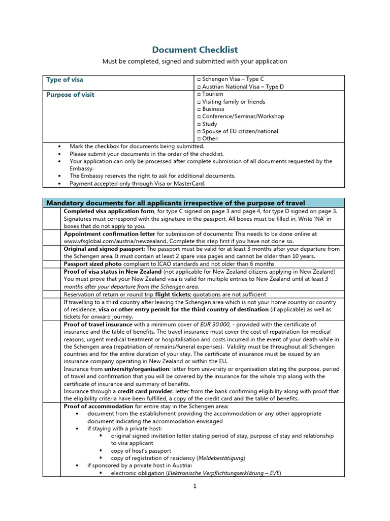 Documents Checklist NZ | PDF | Travel Visa | Passport
