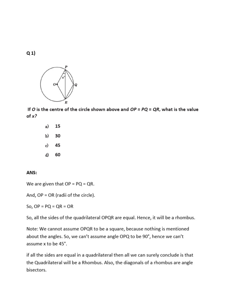 15 SAT Practice Questions | PDF | Triangle | Quadratic Equation
