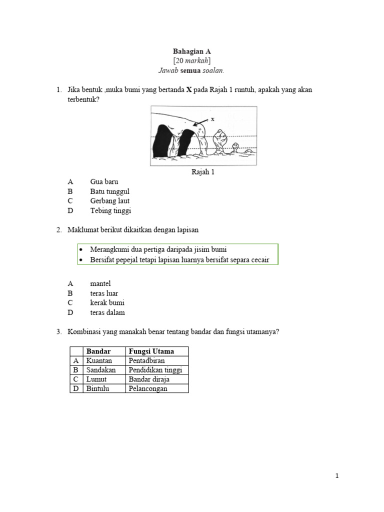 Soalan PSS T3 Geo 2021 | PDF