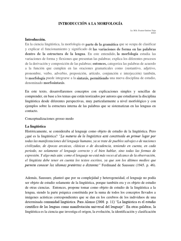 Introducción A La Morfología | PDF