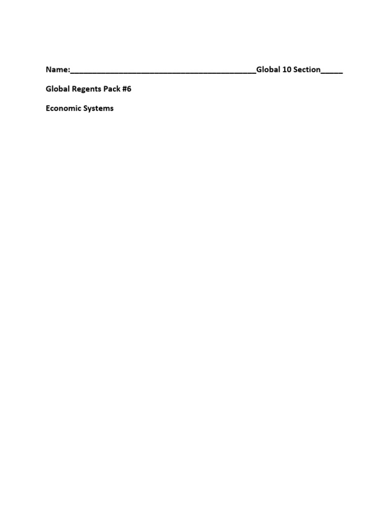 Global Review Pack 6 - Economic Systems | PDF