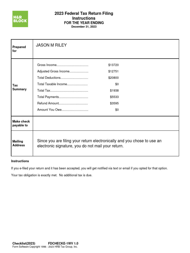 2023 Individual Tax Return | PDF