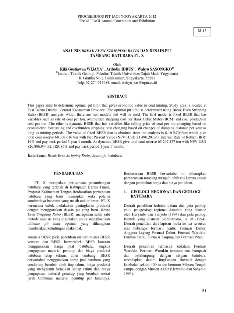 Analisis BESR dan Desain Pit Batubara | PDF | Sains & Matematika