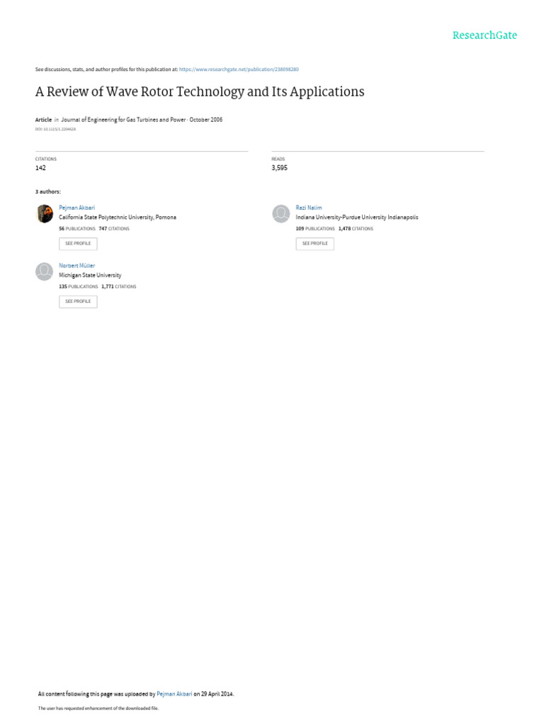 A Review of Wave Rotor Technology and Its Applicat | Download Free PDF ...