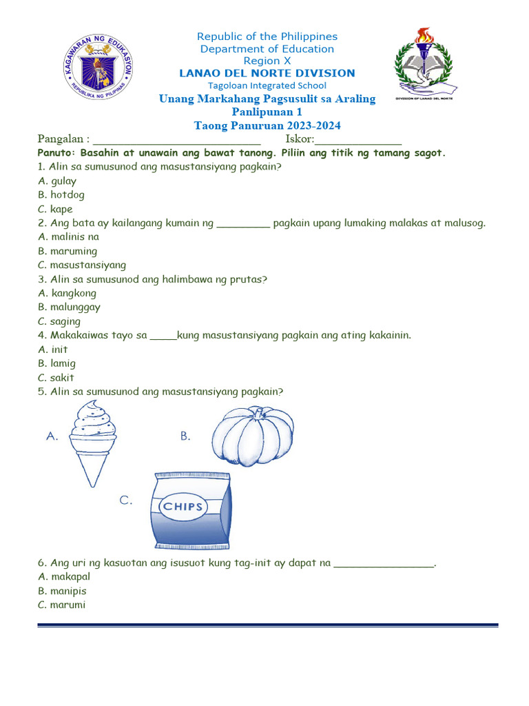 Filipino VI 3rd Quarter Exam | PDF
