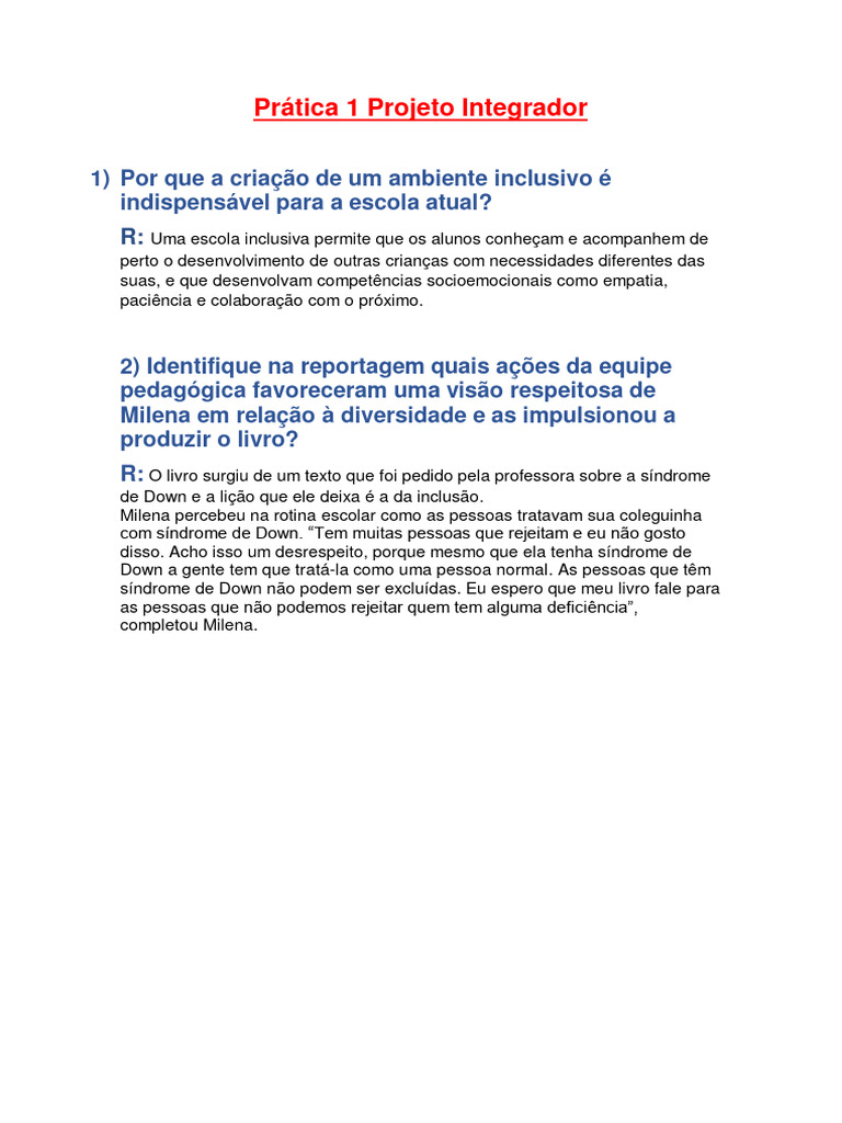 Prática 1 Projeto Integrador | PDF