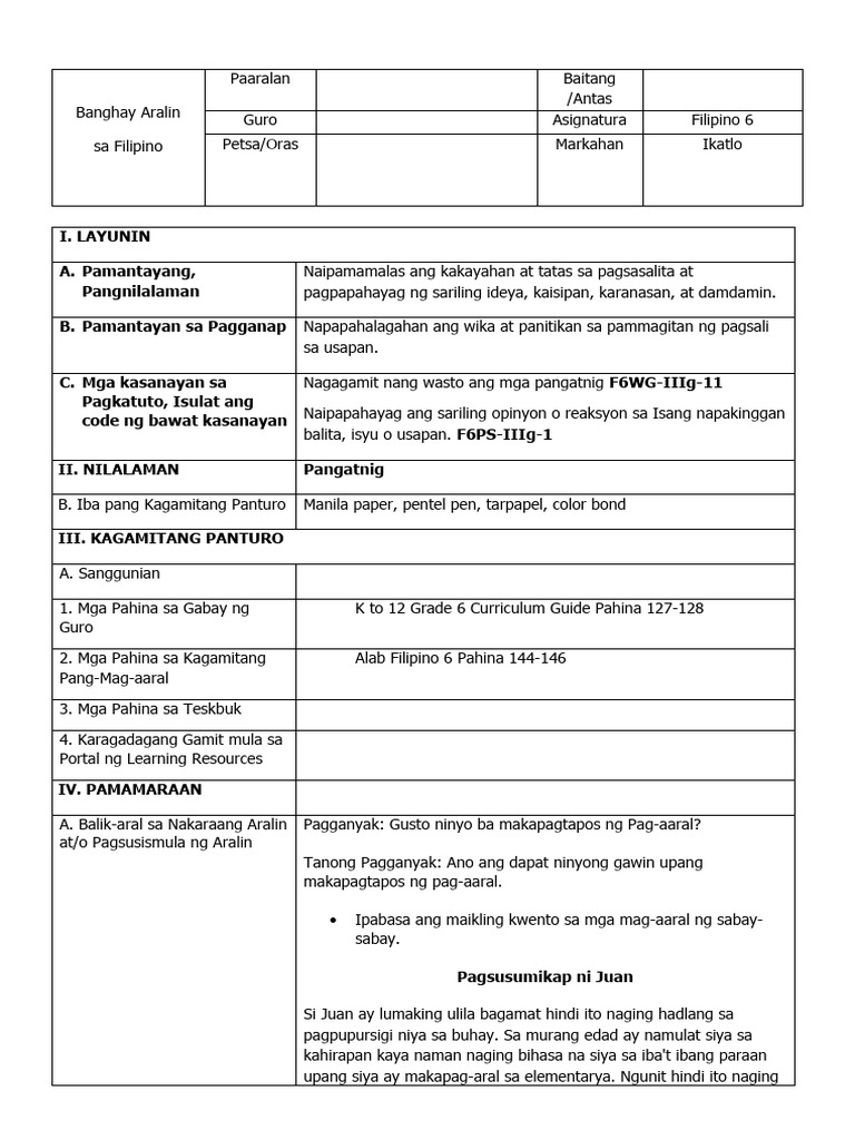 Banghay Aralin | PDF