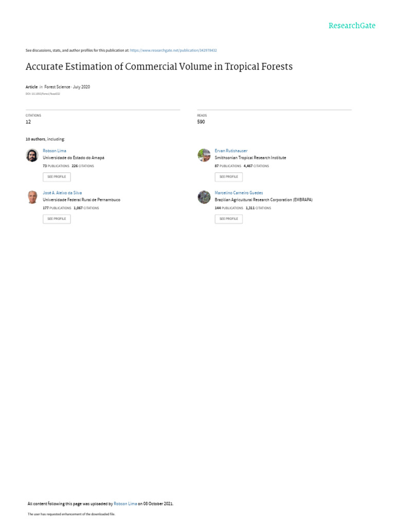 Accurate Estimation of Commercial Volume in Tropical Forests | PDF | Forests | Sampling (Statistics)
