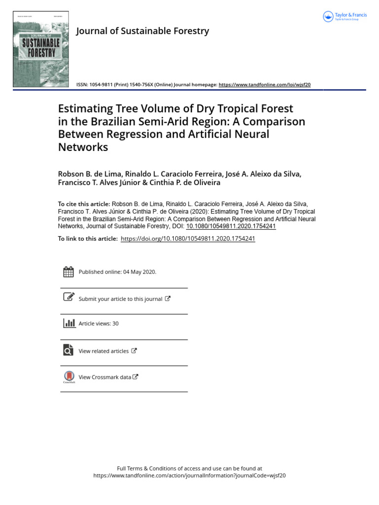 Estimating Tree Volume of Dry Tropical Forest in The Brazilian Semi-Arid | Download Free PDF ...