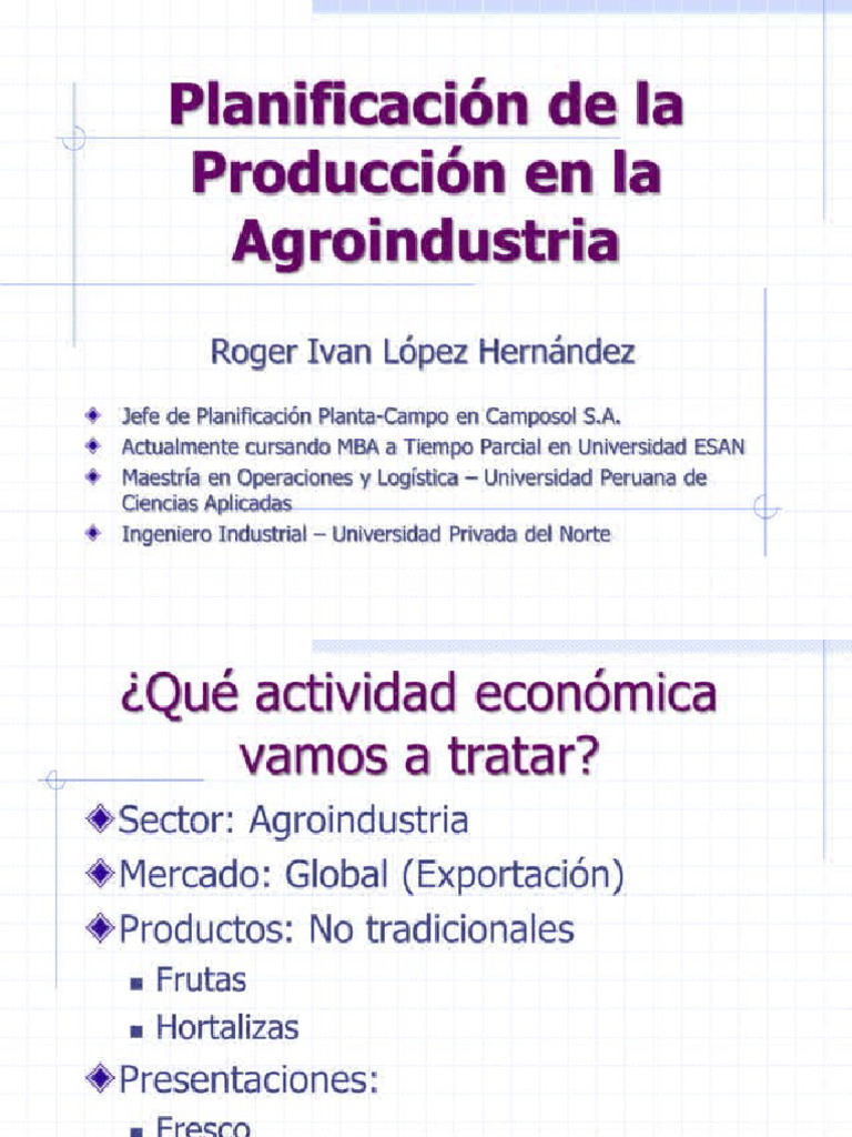 Planificacion de La Produccion en La Agroindustria | PDF Planificacion de La Produccion en La Agroindustria | PDF