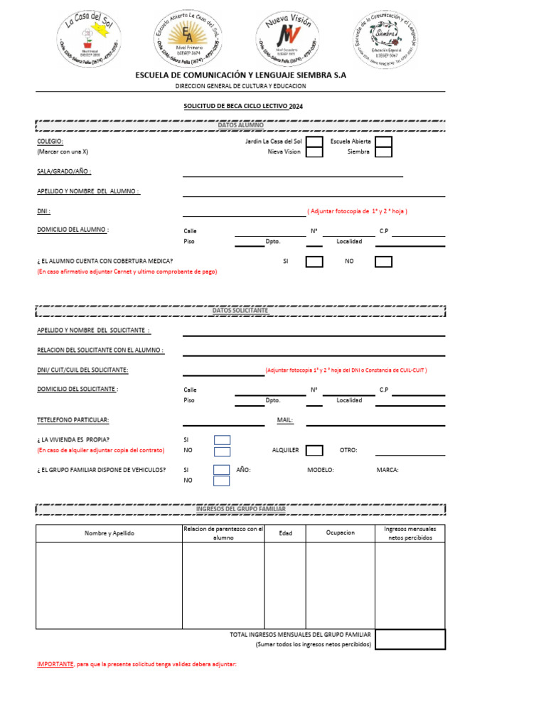 Formulario de Beca 2024 | PDF