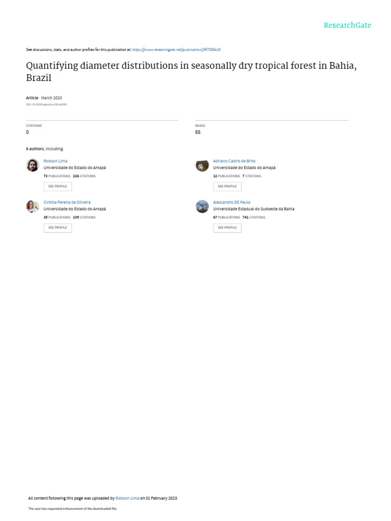 Quantifying Diameter Distributions in Seasonally Dry Tropical Forest in ...