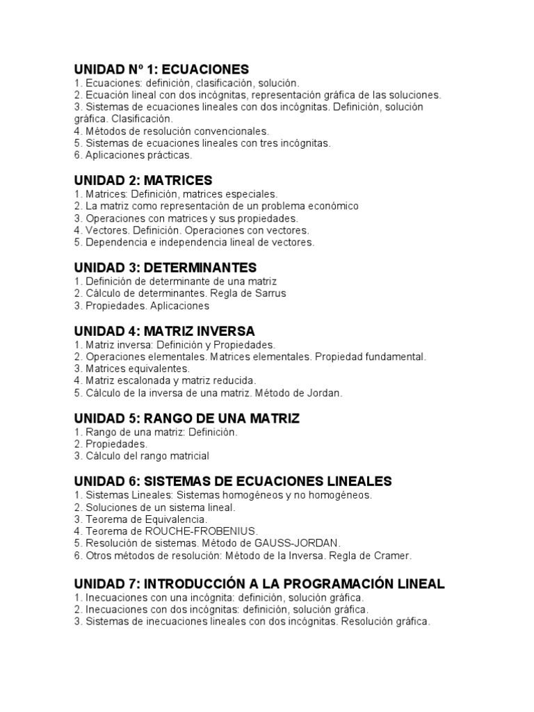 Cex206 - Herramientas Matematicas I - Algebra - Programa y Bibliografia ...
