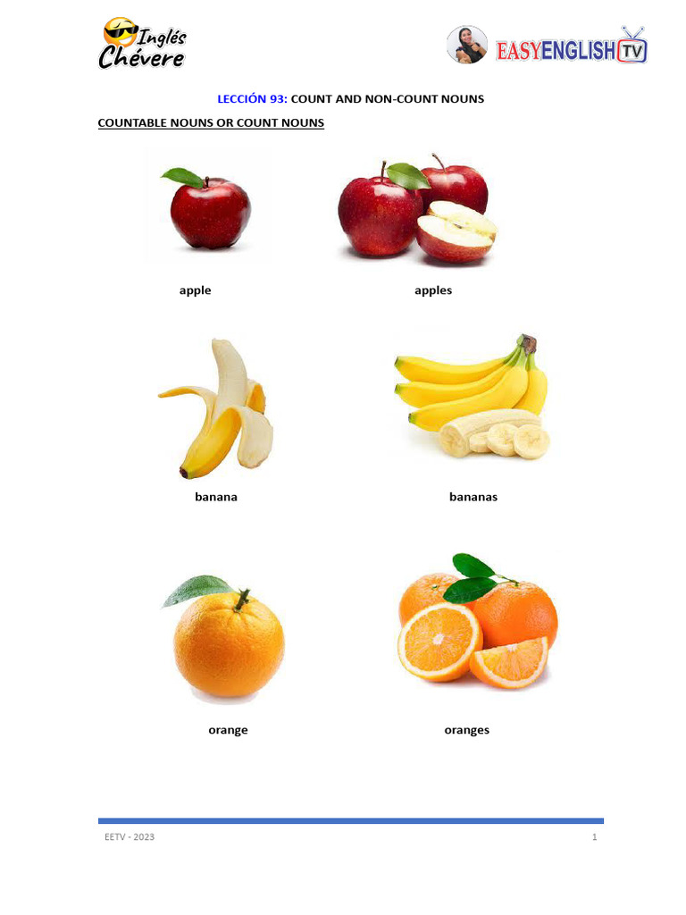 Lección 93 - Count and Non-Count Nouns - Eetv | PDF | Noun | Syntax