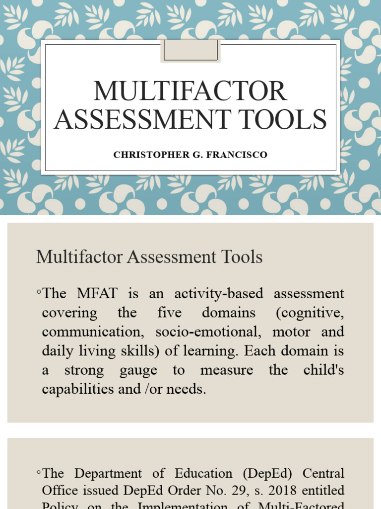 Multifactor-Assessment-Tools-SNED-6 | PDF