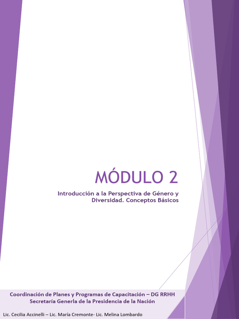 MÓDULO 2 -Introducción a la Perspectiva de Género y Diversidad. Conceptos Básicos. | PDF ...
