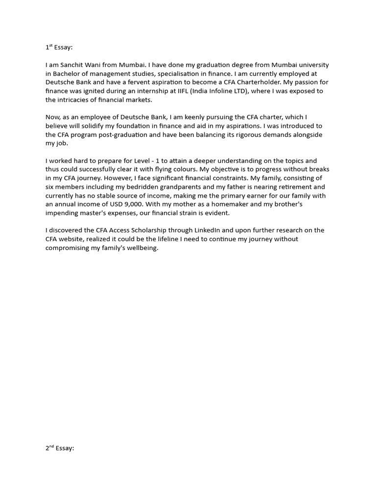 CFA Access Essay | PDF
