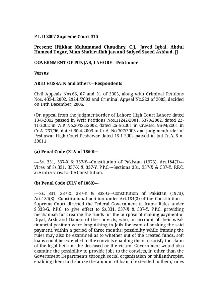 PLD 2007 SC 315 | PDF | Common Law | Judiciaries