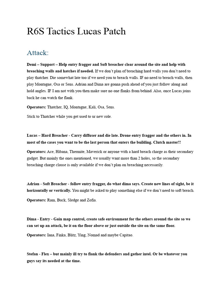 R6S Tactics Lucas Patch v1 | PDF | History