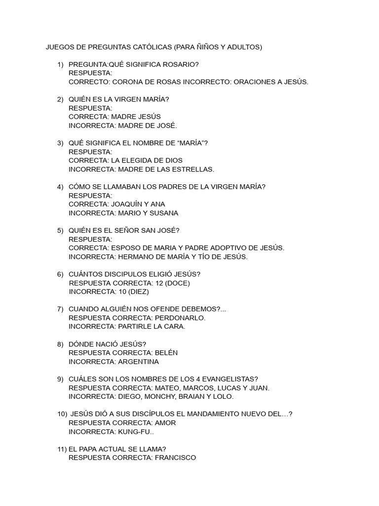 Juego de Preguntas Católicas | PDF | Religión y espiritualidad | Filosofía