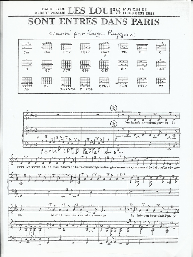Les Loups Sont Entrés Dans Paris (Chant - Serge Reggiani) | PDF