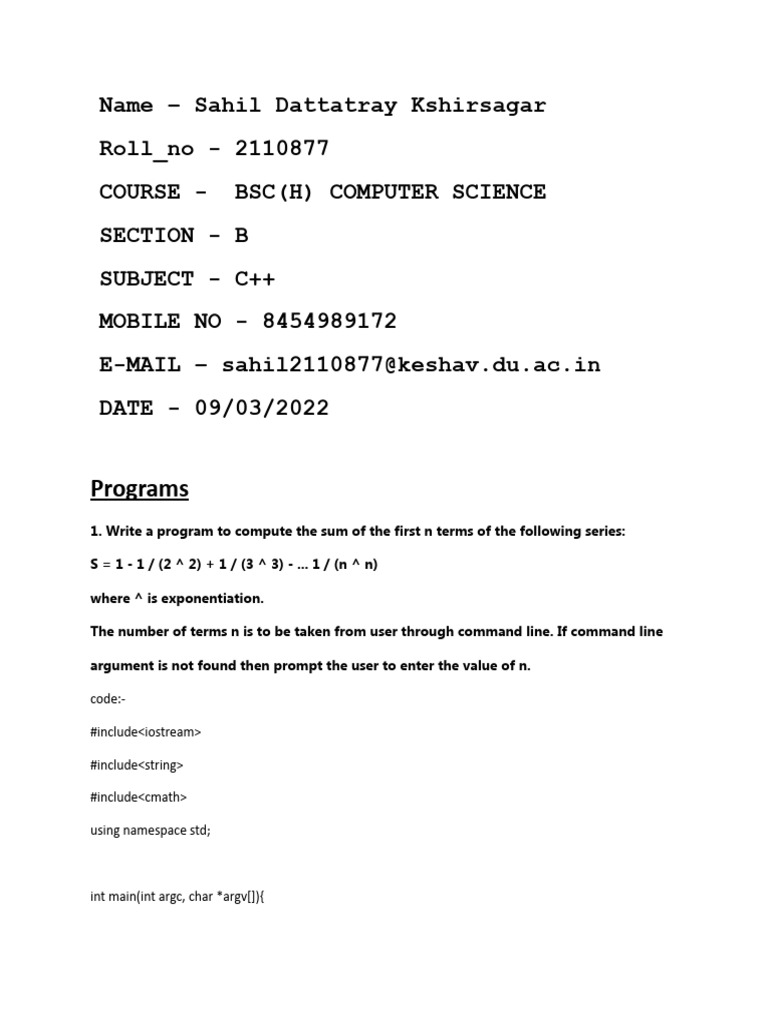 Assignment C++ | PDF | Namespace | Computer Programming Assignment C++ | PDF | Namespace | Computer Programming