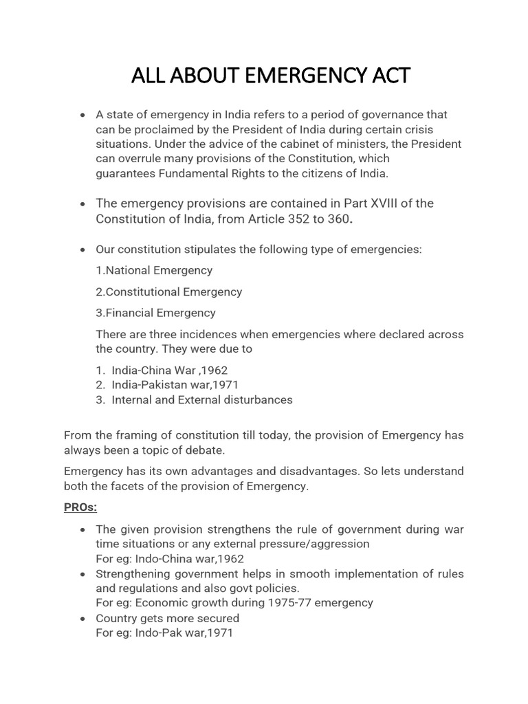 All About Emergency Act | PDF