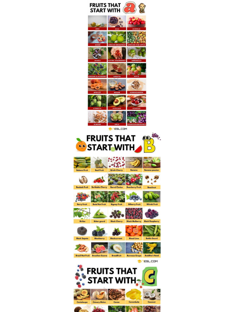 English - Fruits | PDF