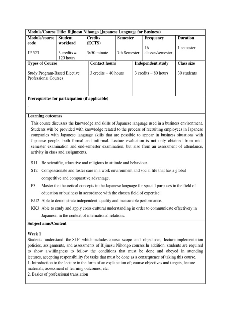 Module Bijinesu Nihongo | PDF | Japanese Language | Knowledge