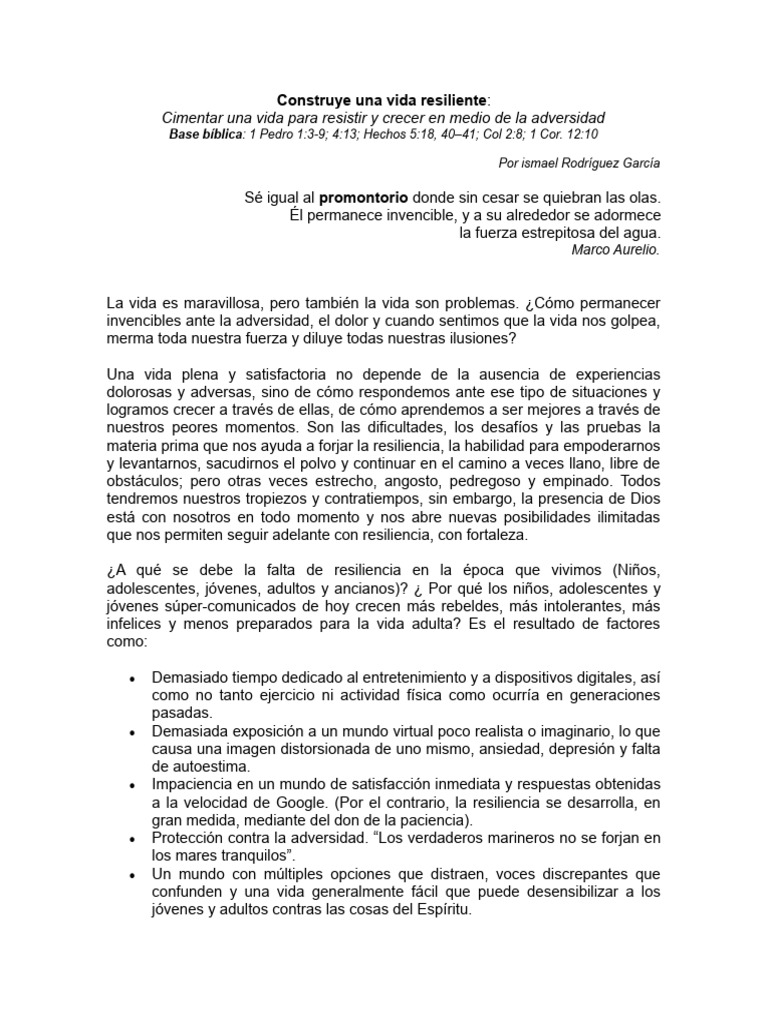 Construye Una Vida Resiliente | PDF | Resiliencia psicológica ...