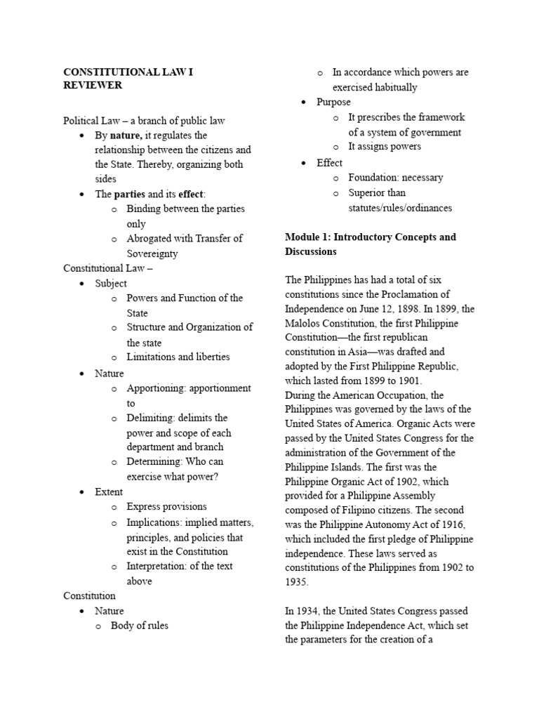 Constitutional Law I Reviewer | PDF | Ratification | Constitution