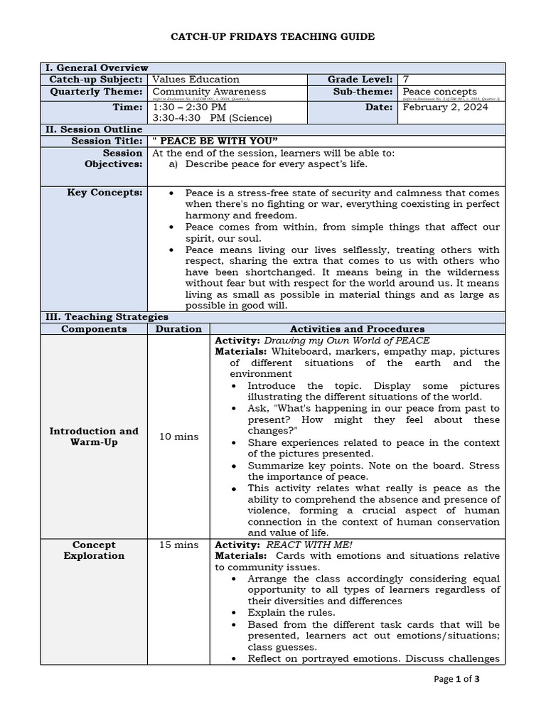 Teaching-Guide-Catchup-Science Values Grade 7 | PDF