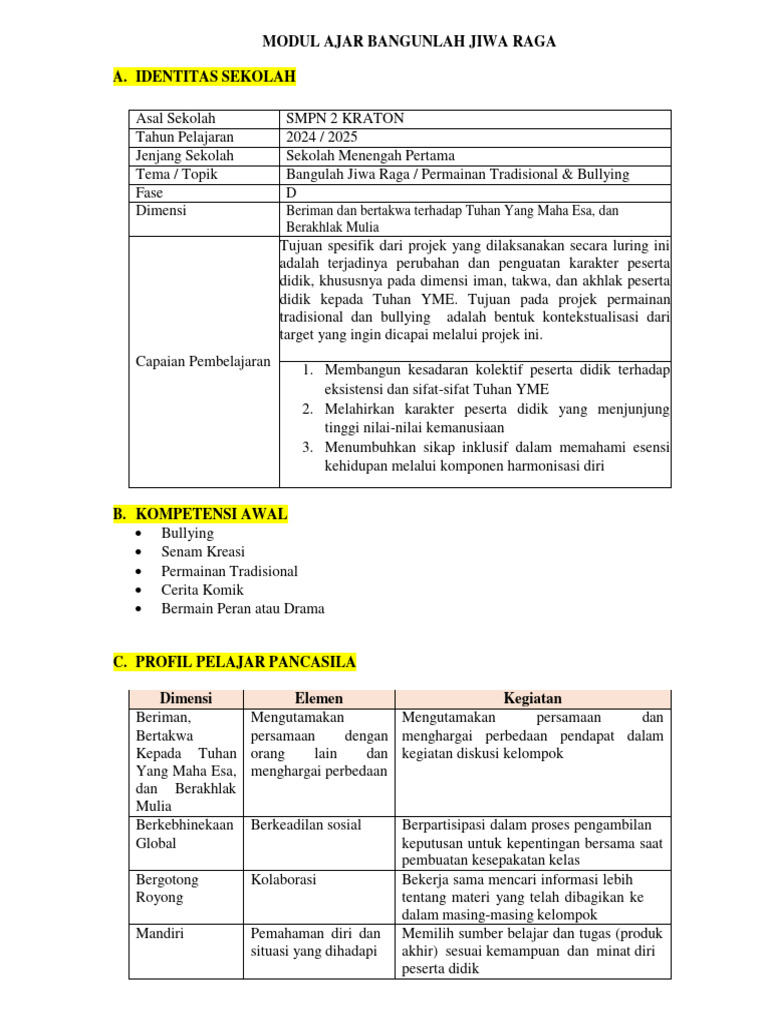 Bangun Jiwa Raga Modul Ajar Pak Rif | PDF Bangun Jiwa Raga Modul Ajar Pak Rif | PDF
