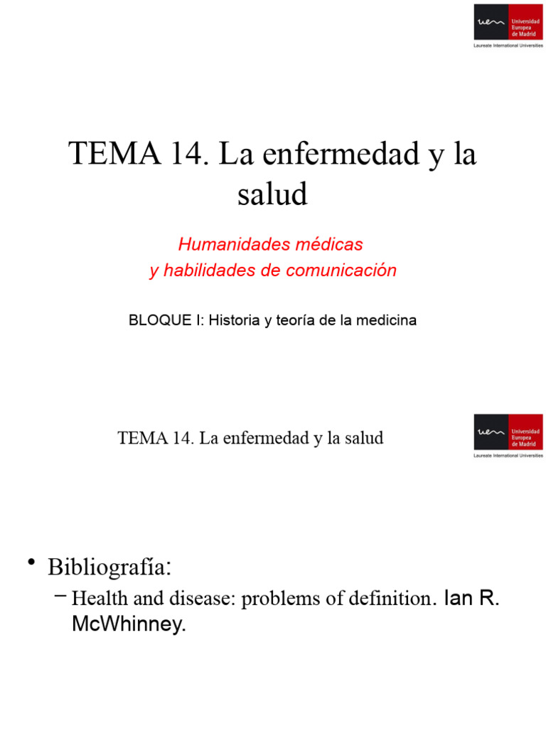 TEMA 14. La Enfermedad y La Salud | PDF | Dolor | Bienestar
