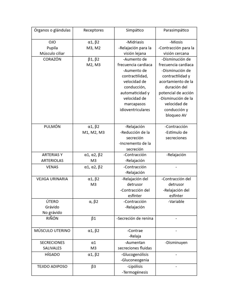 Farmacología Tabla de Órganos | PDF | Músculo esquelético | Anatomia animal