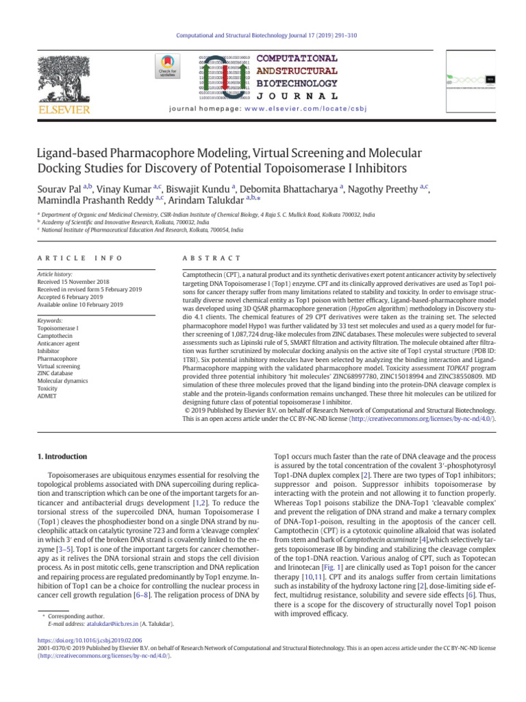 Ligand-Based Pharmacophore Modeling, Virtual Screening and Molecular ...