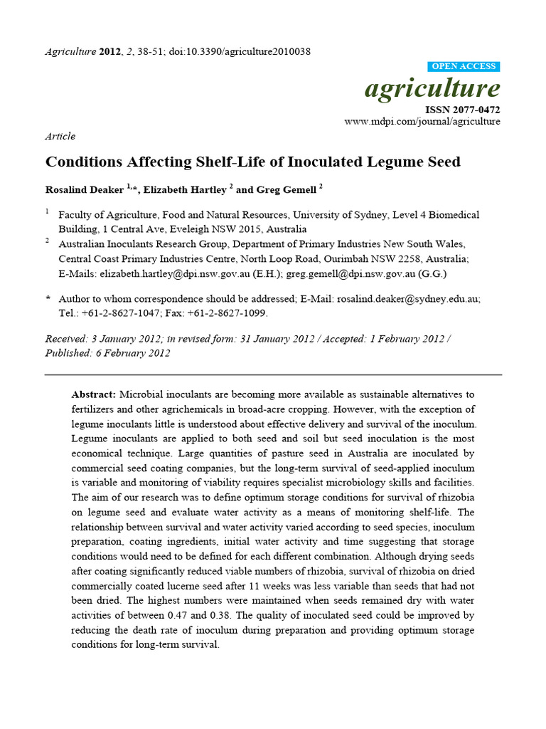 Legume Seed Inoculant Shelf-Life Factors | PDF | Legume | Seed