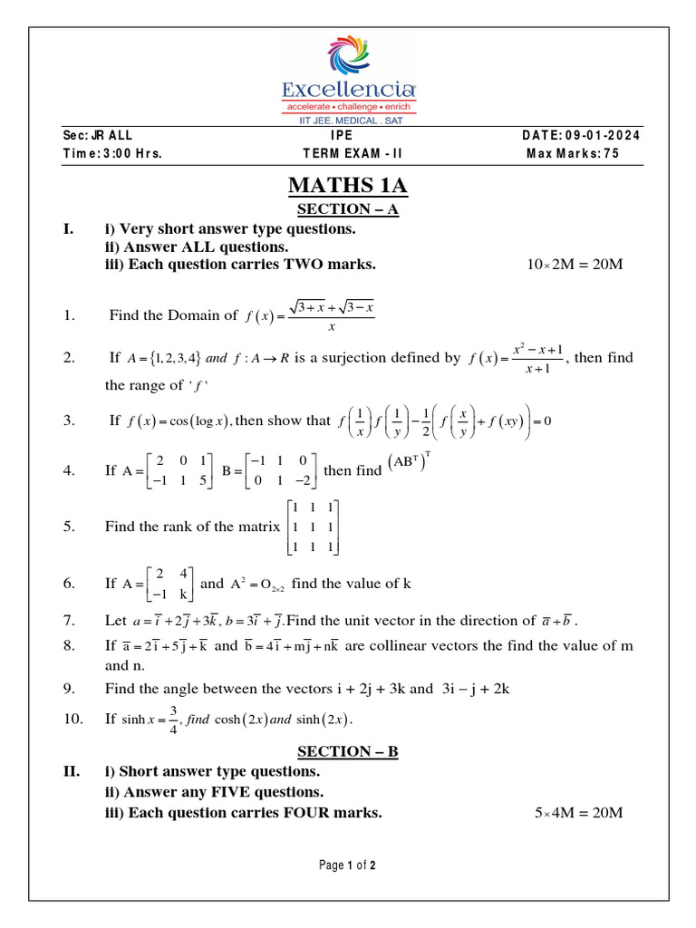 JR Ipe Math 1a - 9-01-2024 | PDF | Classical Geometry | Geometry