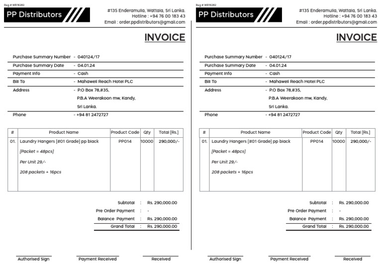 Invoice Invoice: PP Distributors PP Distributors | PDF