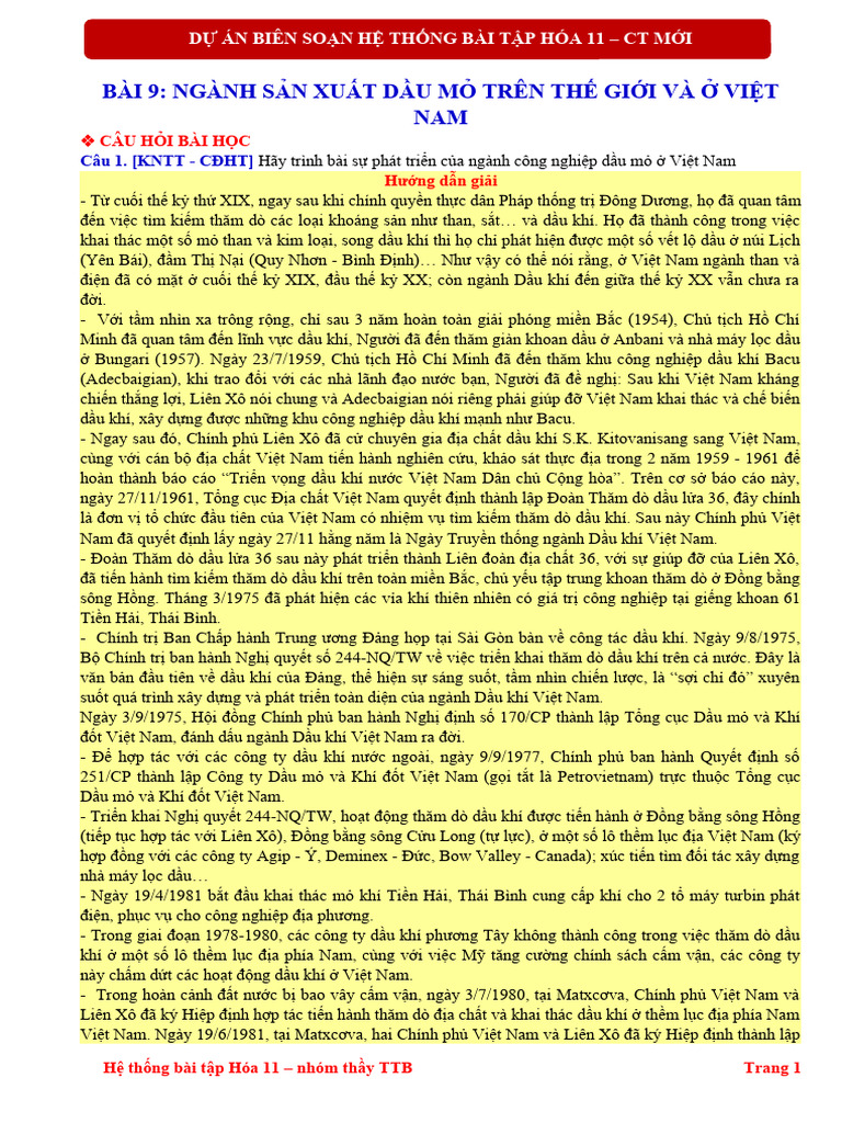 Bai 9 - Nganh San Xuat Dau Mo Tren The Gioi Va o Viet Nam - Nguyen Van Cuong | PDF