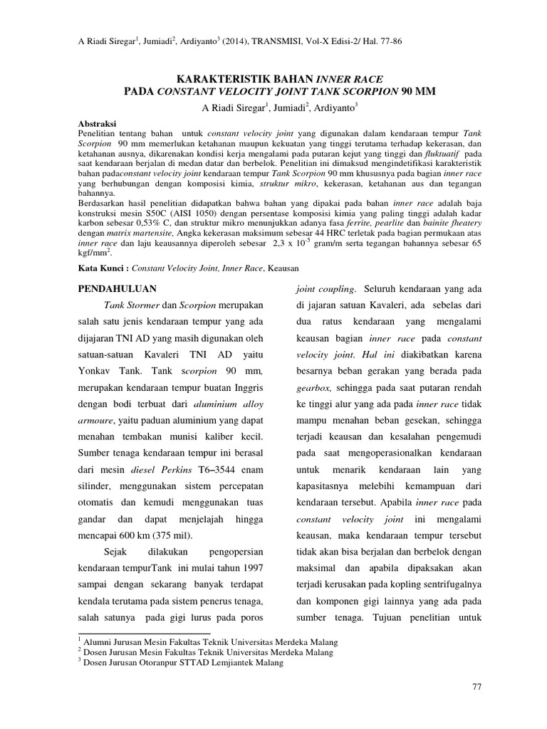Karakteristik Bahan Inner Race | PDF