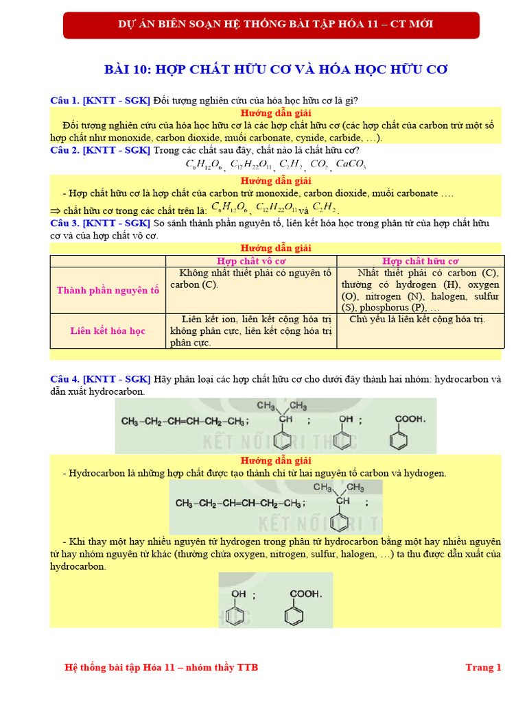 11. Bai 10 - Hop chat huu co va hoa hoc huu co - Lưu Châu Bảo Trân | PDF