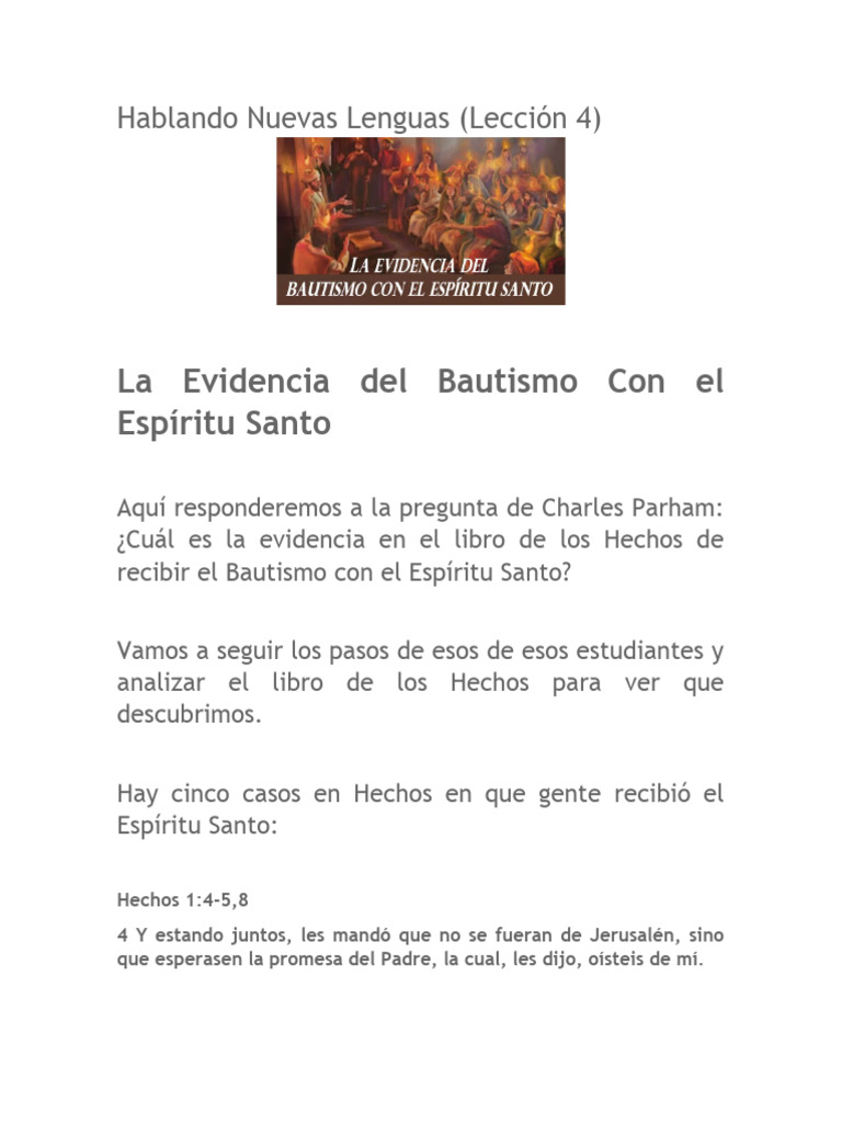 La Evidencia Del Bautismo Con El Espíritu Santo | PDF | Bautismo Con El Espiritu Santo ...