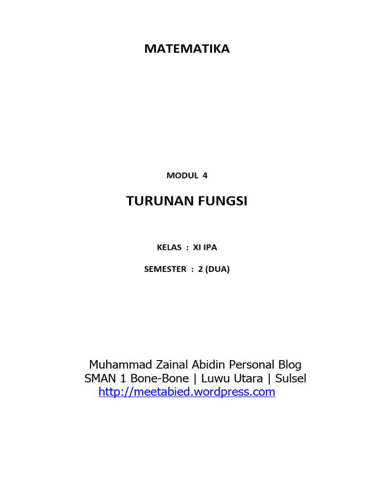 Turunan Fungsi: Matematika | PDF
