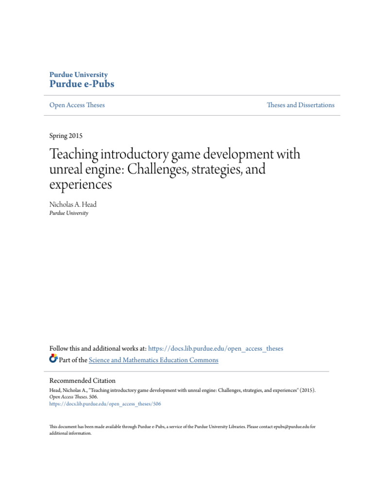 Game Development With Unreal Engine | PDF | Thesis | 3 D Computer Graphics