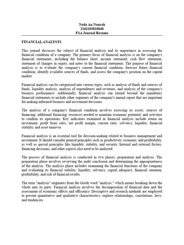 Financial Analysts Nada | PDF | Financial Statement Analysis ...
